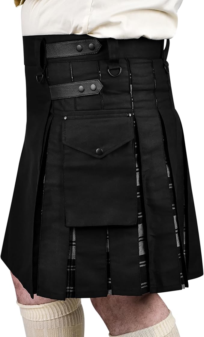 Grey Douglas Hybrid Utility Kilts for Men Scottish Traditional Kilt wi