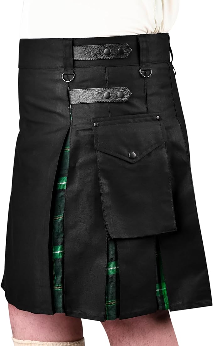 Celtic Hybrid Utility Kilts for Men Scottish Traditional Kilt with Fla